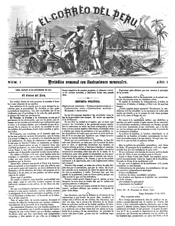 El Correo del Perú (Lima, 1871-1878) – Fuentes Históricas del Perú