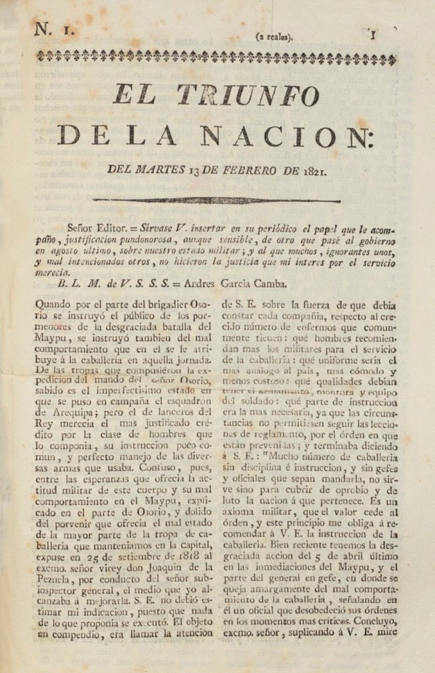 El Triunfo de la Nación (Lima, 1821) – Fuentes Históricas del Perú