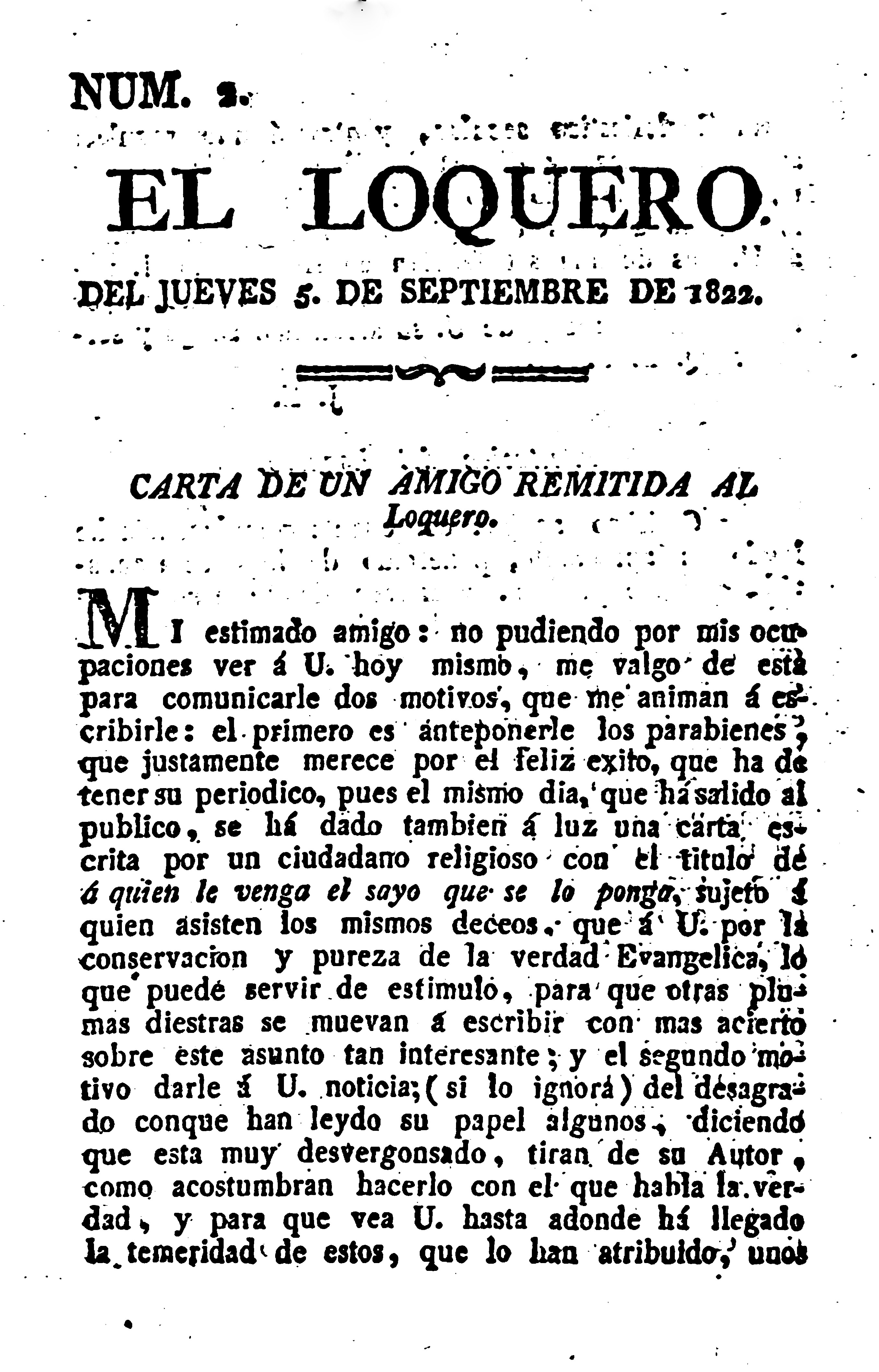 El Loquero (Lima, 1822) – Fuentes Históricas del Perú