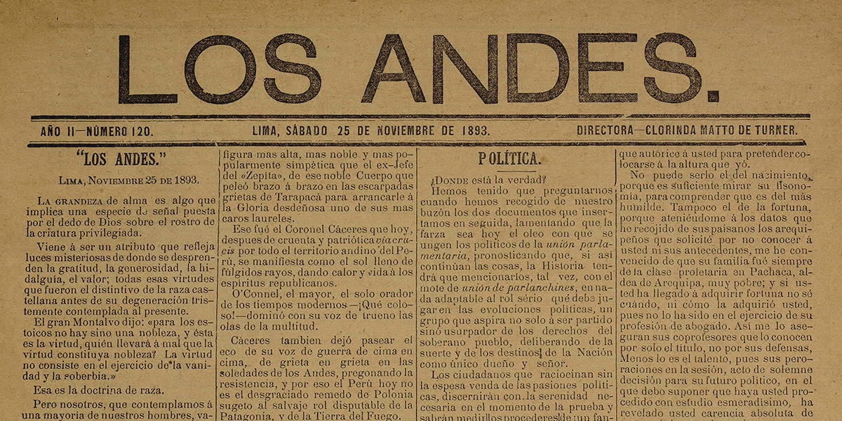 Los Andes (Lima, 1892-1895) – Fuentes Históricas del Perú