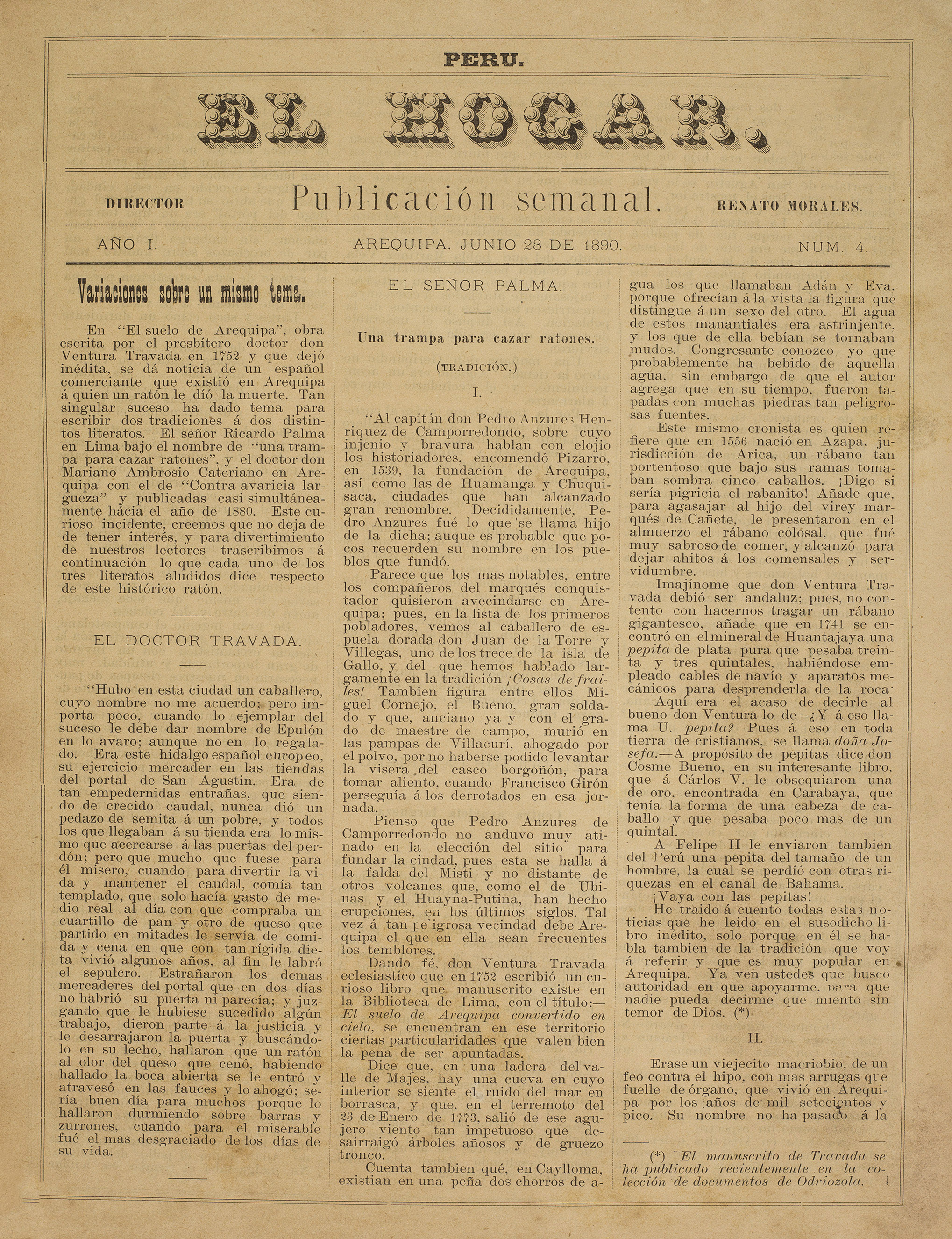El Hogar (Arequipa, 1890) – Fuentes Históricas del Perú